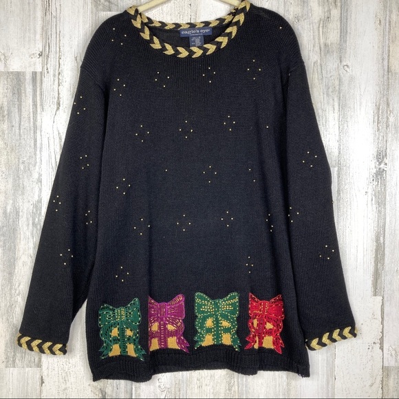 The Eagle'S Eye | Sweaters | Vintage 9s Beaded Fancy Holiday Gift ...